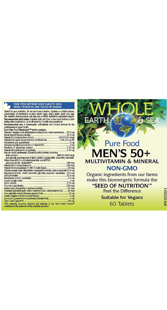 Natural Factors Whole Earth & Sea¨ Men's 50+ Multivitamin & Mineral ...